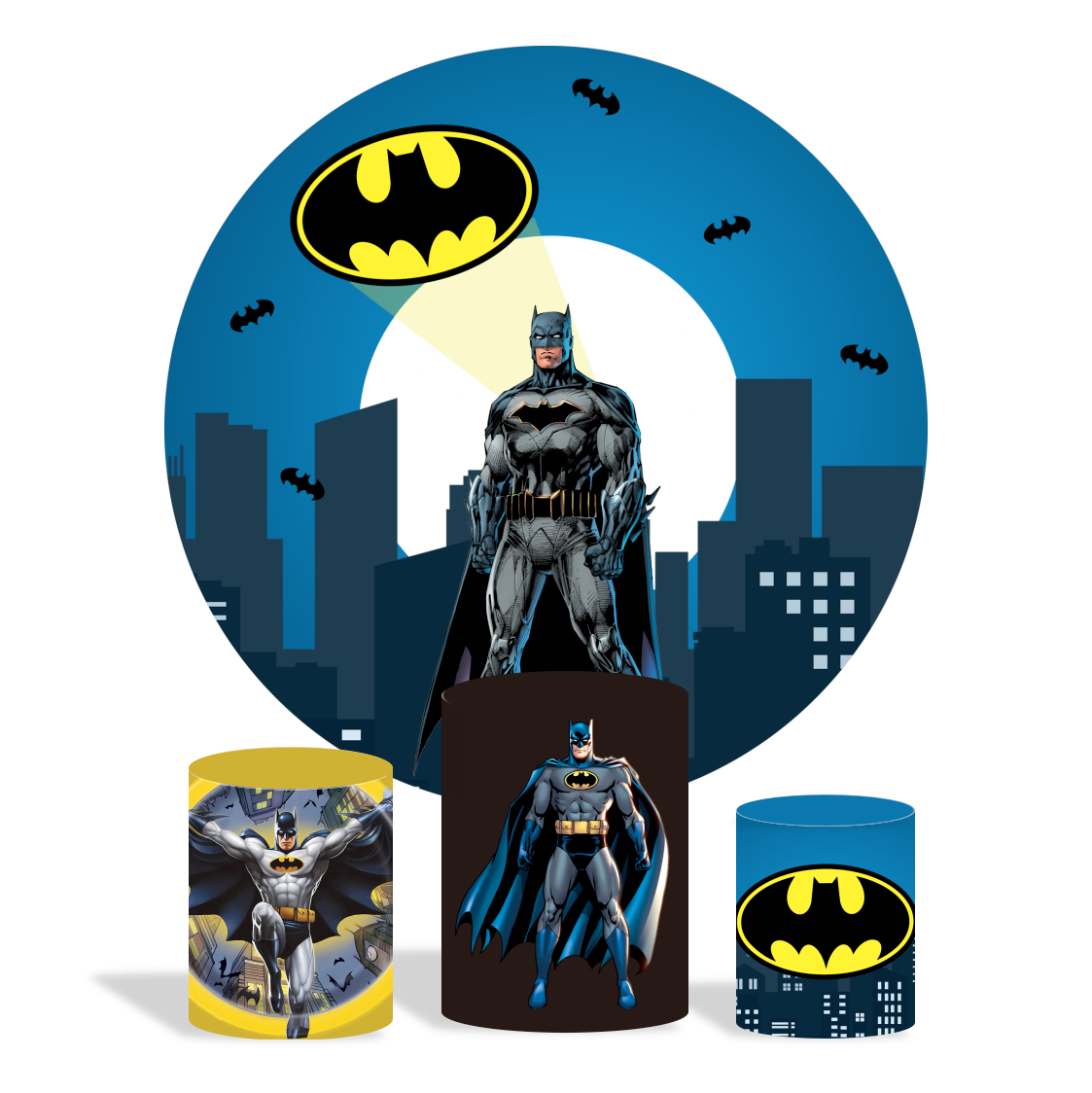 Batman theme birthday party decoration round circle backdrop cover pli ...