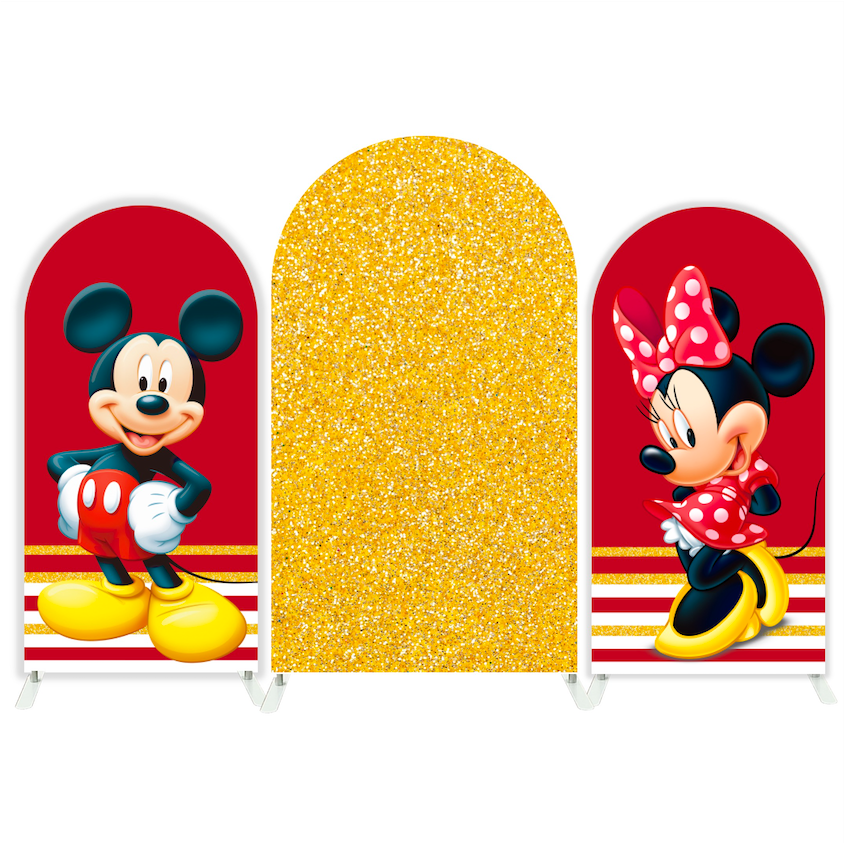 Minnie Mickey Cartoon Birthday Party Arch Backdrop Wall Cloth Cover ...